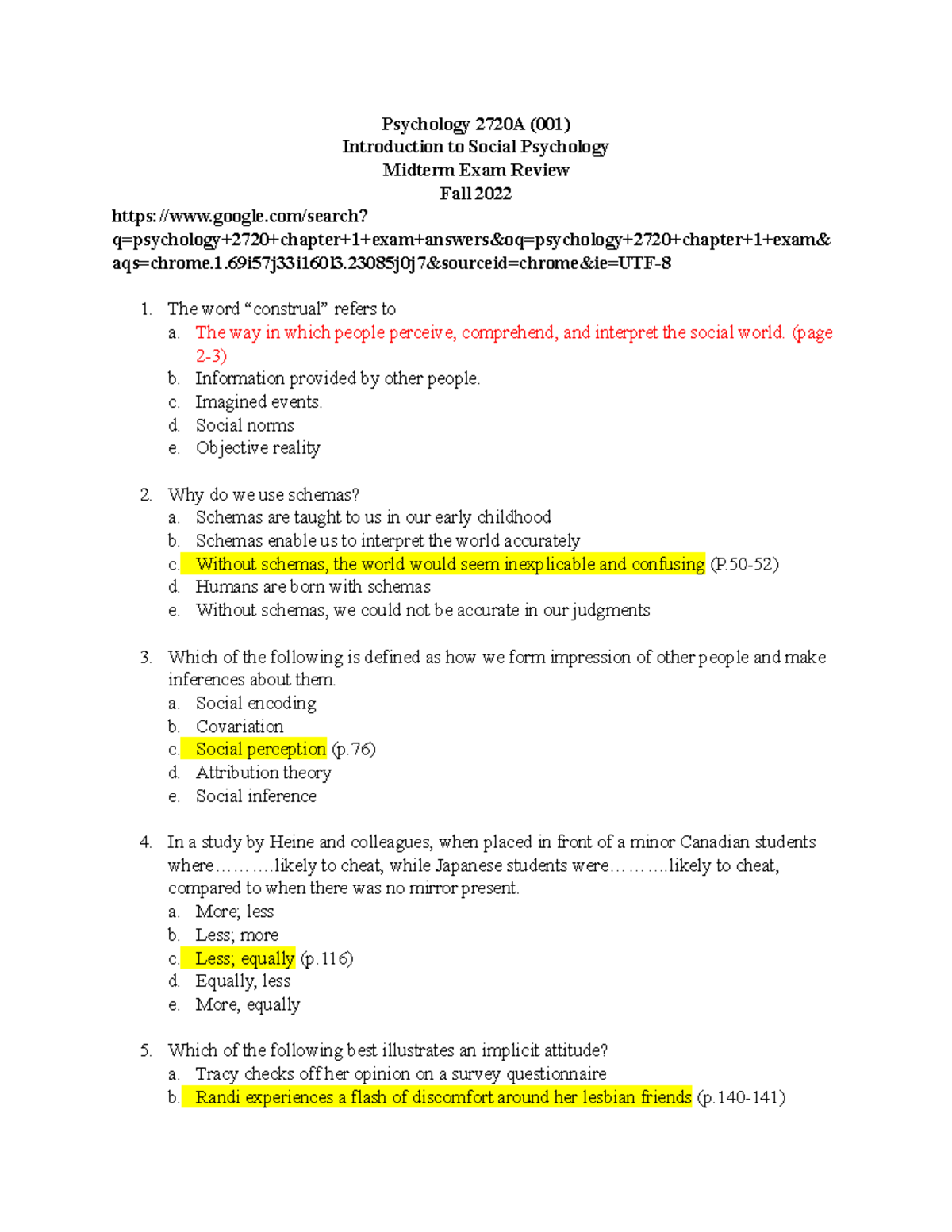 Psychology 2720A Midterm Exam Review: Key Concepts and Insights - Studocu