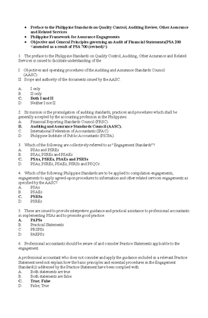 Module 1 - Introduction to Assurance and Non-assurance engagements ...