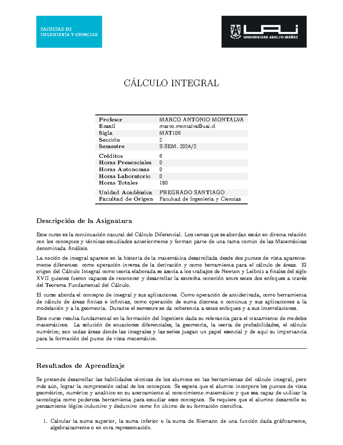 122380 - Syllabus de Cálculo Integral - MAT, S-SEM. 2024 - Studocu