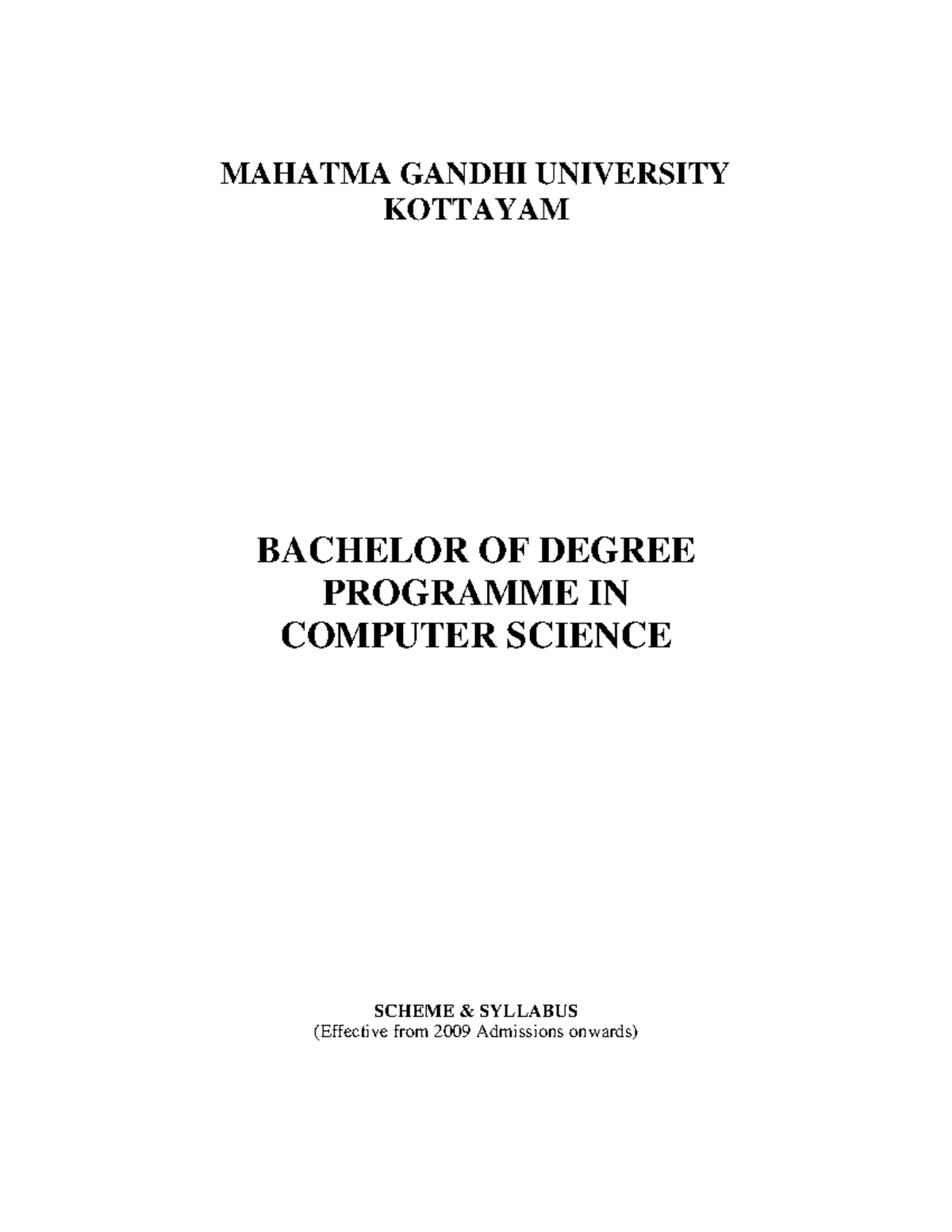 BSc Comp Sc - CBCSS Syllabus Overview and Course Structure - Studocu