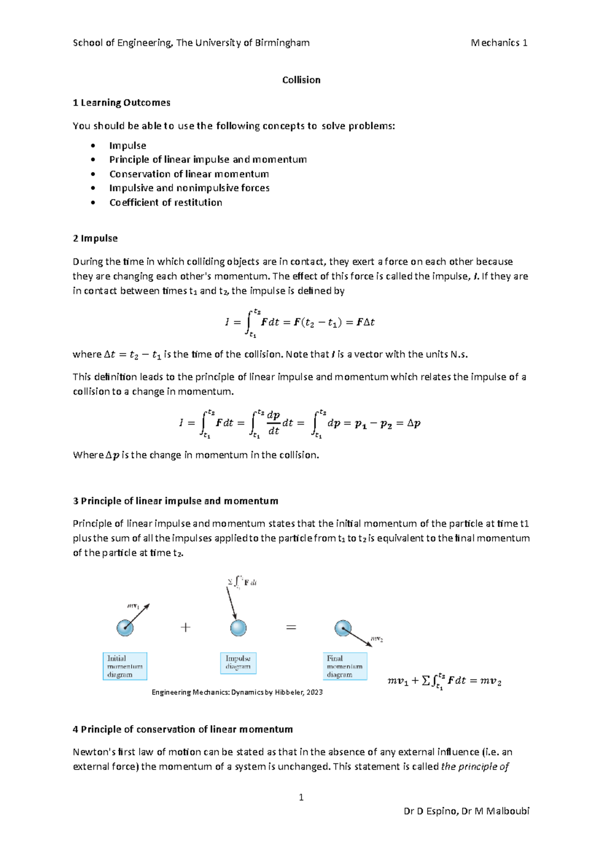 Principles of Collision and Momentum: Engineering Mechanics Dynamics 1 ...