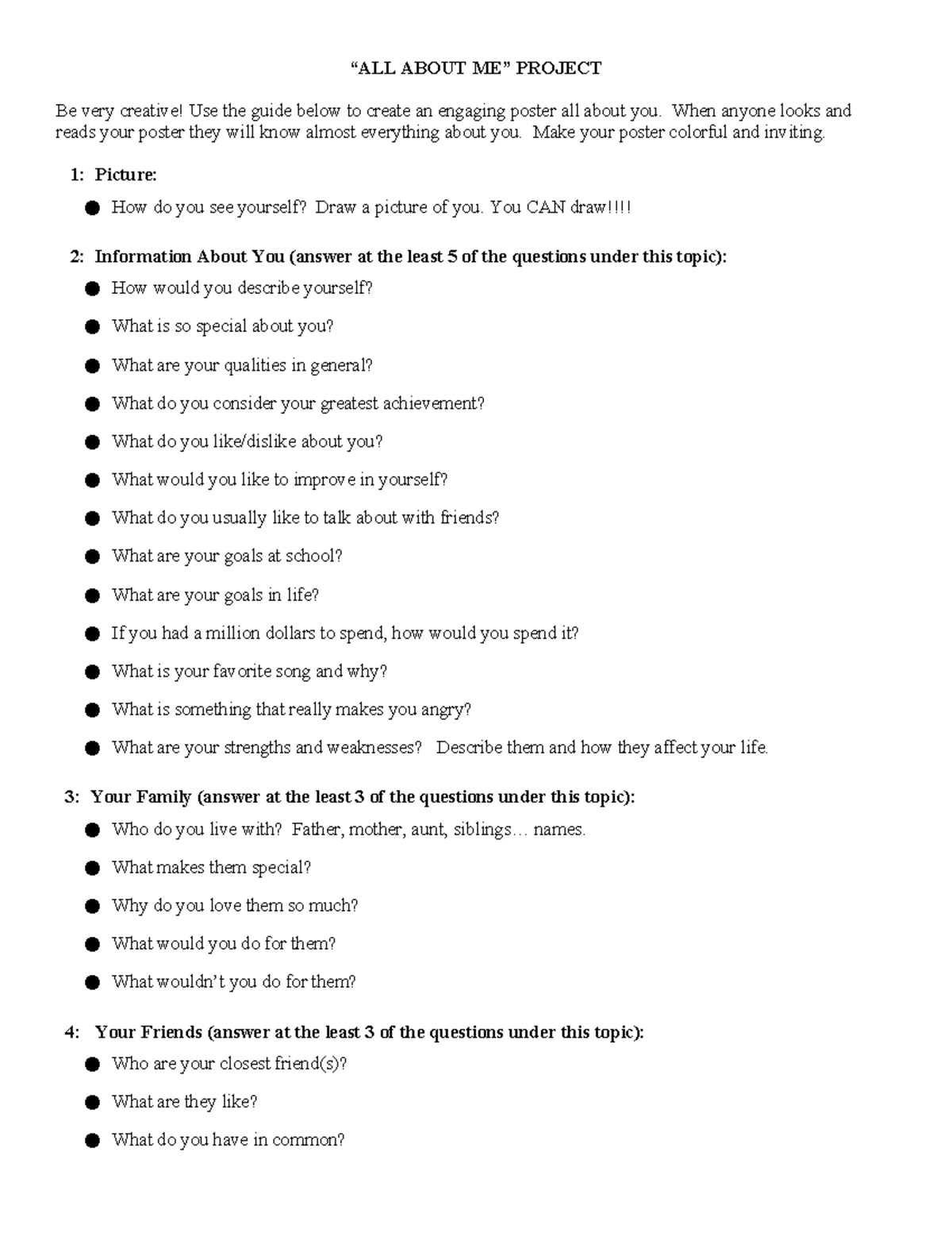 All About Me Project - Engaging Poster Guide - Studocu
