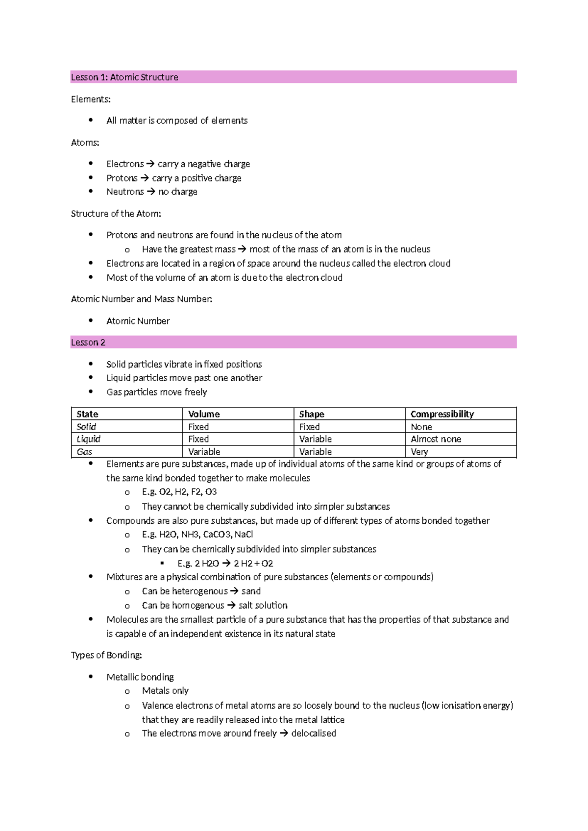 SCIE1000 Lecture Notes: Atomic Structure and Chemical Properties - Studocu