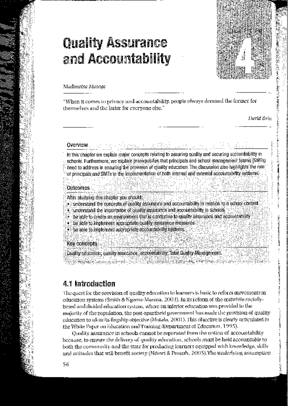 CHAPTER 4: Quality Assurance and Accountability in Education Management ...