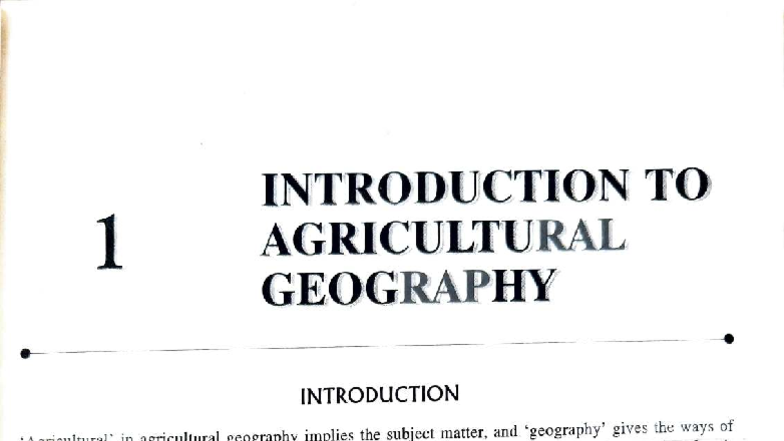 Introduction to Agricultural Geography (AGRI101) - Study Notes - Studocu