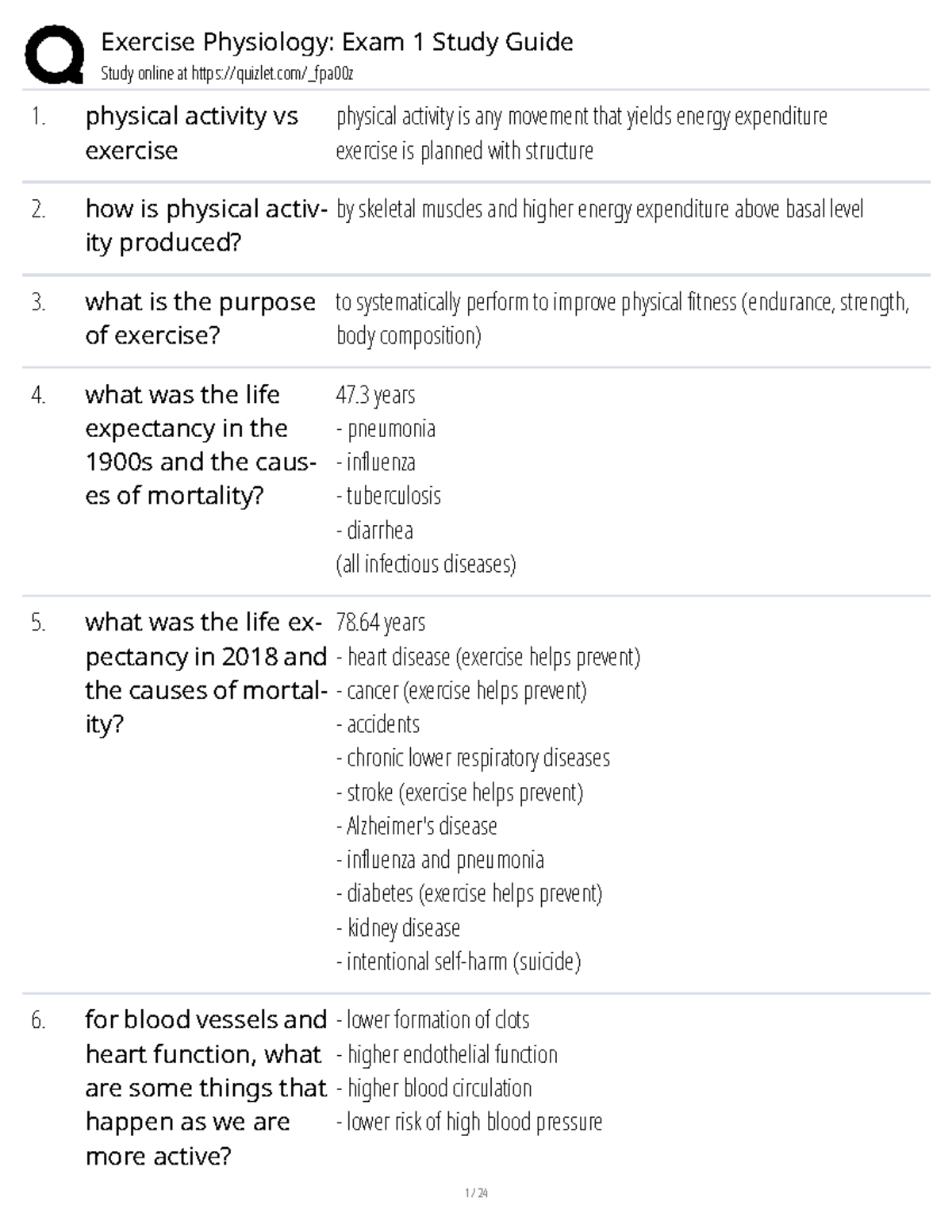 Exercise Physiology: Exam 1 Comprehensive Study Guide - Studocu