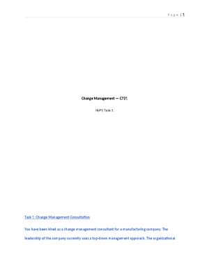 [Solved] What is Woolners 5stage model - Change Management (C721- Task1 ...