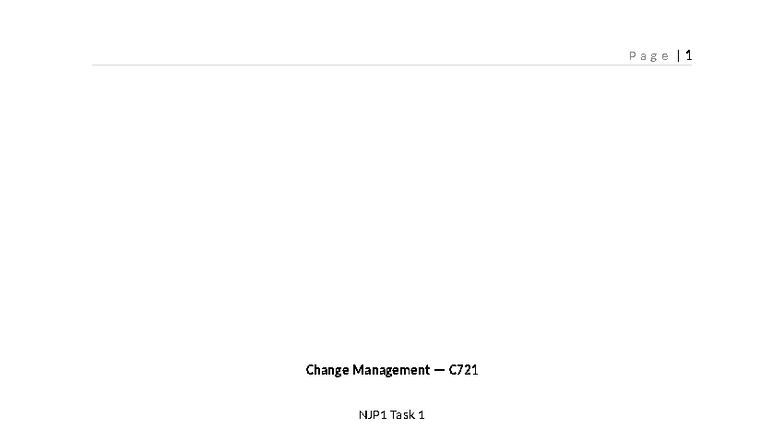 Change Management C721 - Task 1 Report: Transforming a Traditional ...