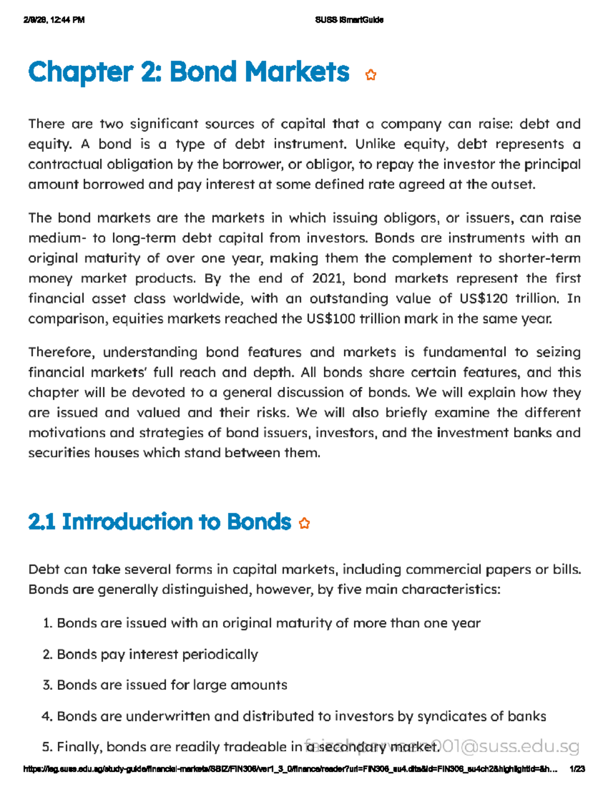 SUSS iSmartGuide Chapter 2: Understanding Bond Markets - Studocu