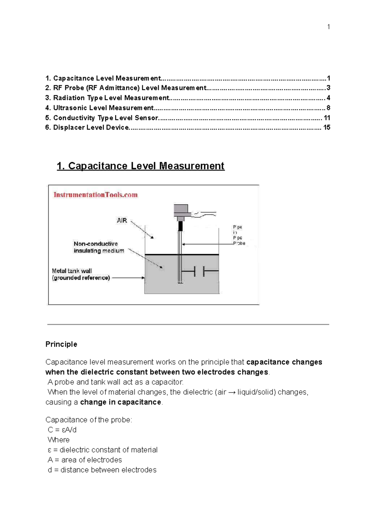 IC M5 A - Comprehensive Guide to Level Measurement Techniques - Studocu