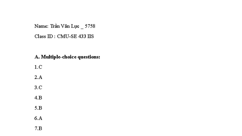 Midterm Exam Notes for Class 433 IIS A - Trần Văn Lực - Studocu