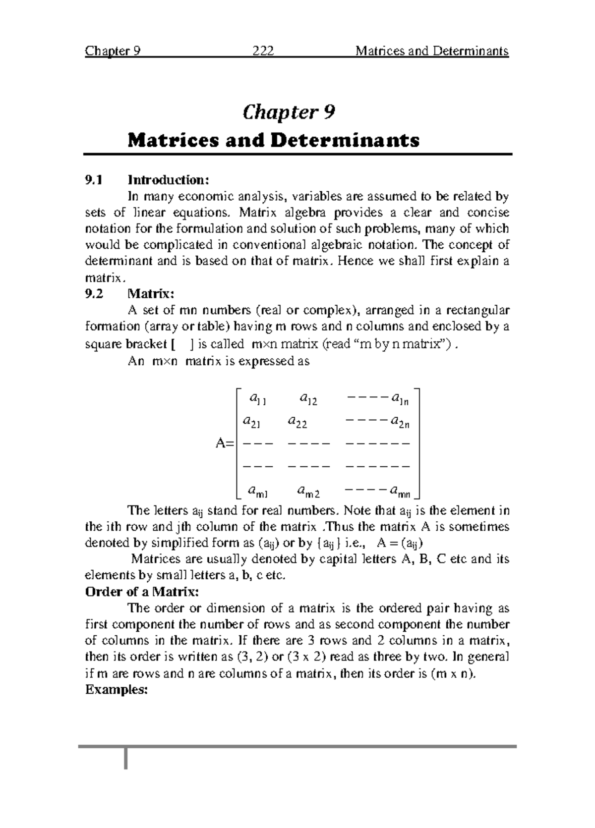 Chapter 9: Matrices and Determinants Overview - Studocu