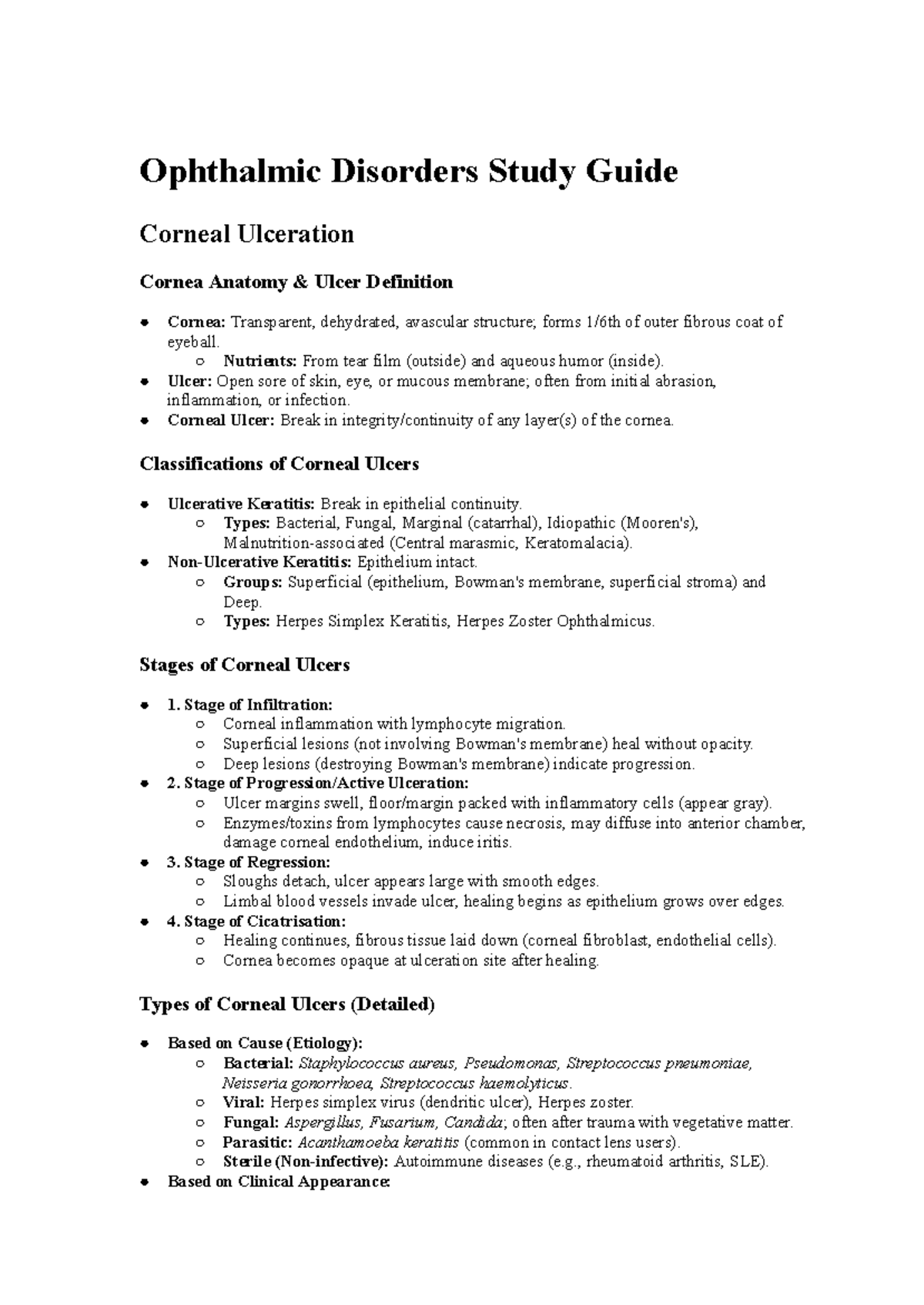 Ophthalmic Disorders Study Guide: Corneal Ulceration & AMD Insights ...