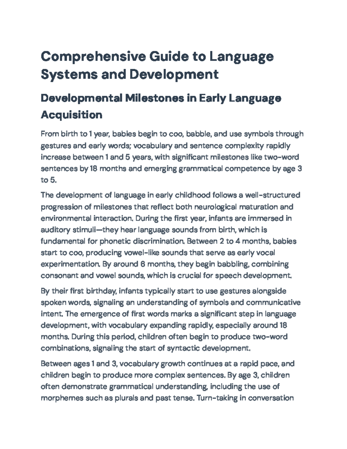 Comprehensive Guide to Language Development (Course Code: LING101 ...