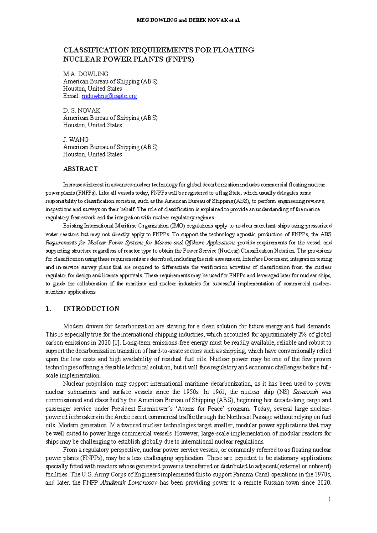 IAEA ABS Conference Paper - Classification Requirements for FNPPs - Studocu