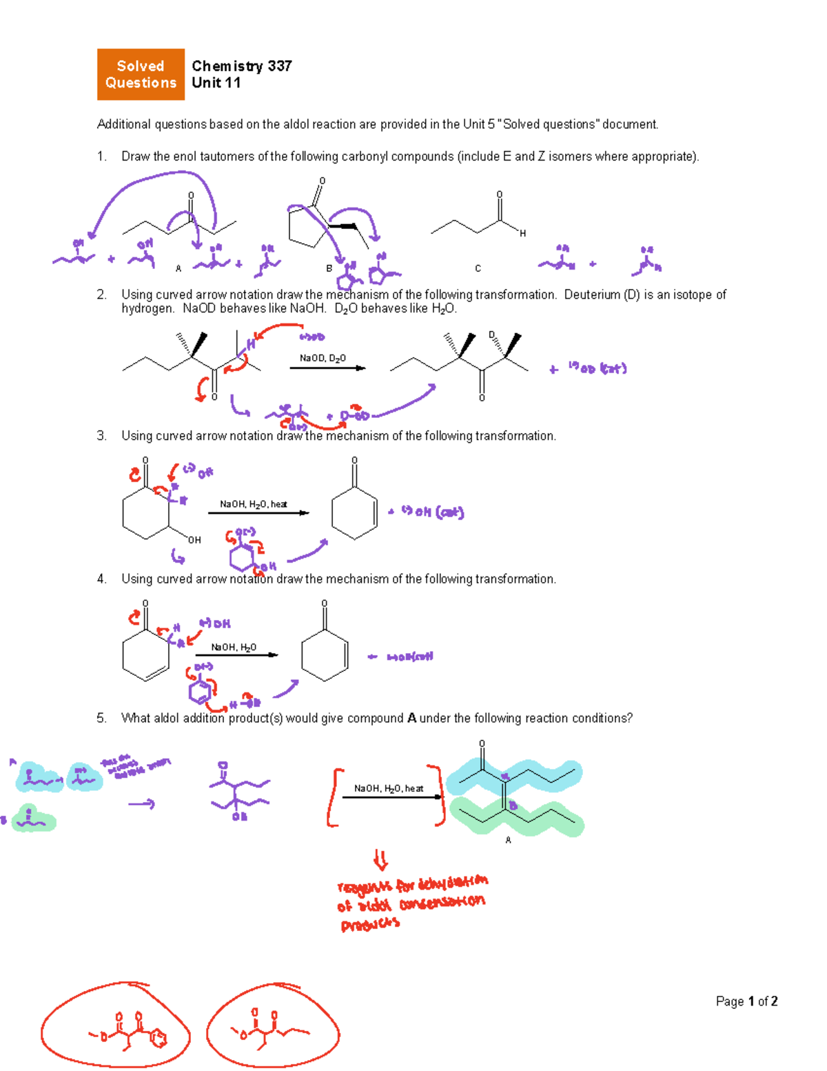 Unit 11 solved questions - Page 1 of 2 Solved Questions Chemistry 337 ...
