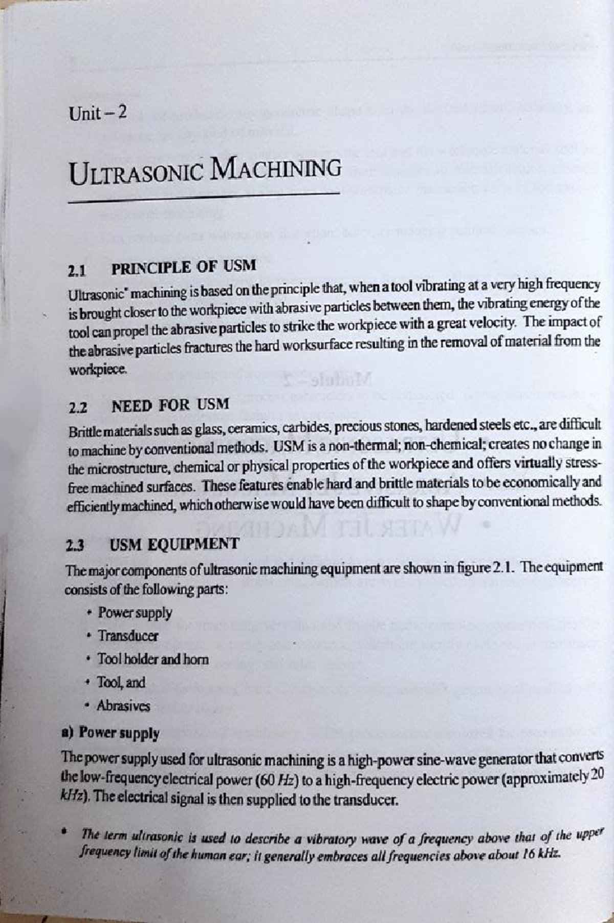 Unit 2: Ultrasonic Machining Principles and Equipment (NTM 9-18) - Studocu