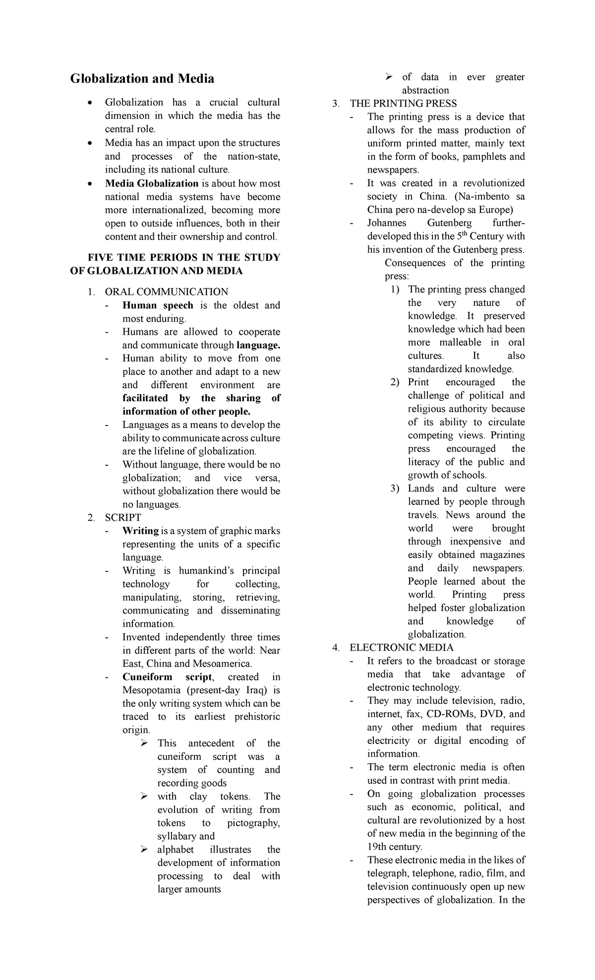Contemporary Globalization & Media: Final Exam Review (Course Code ...