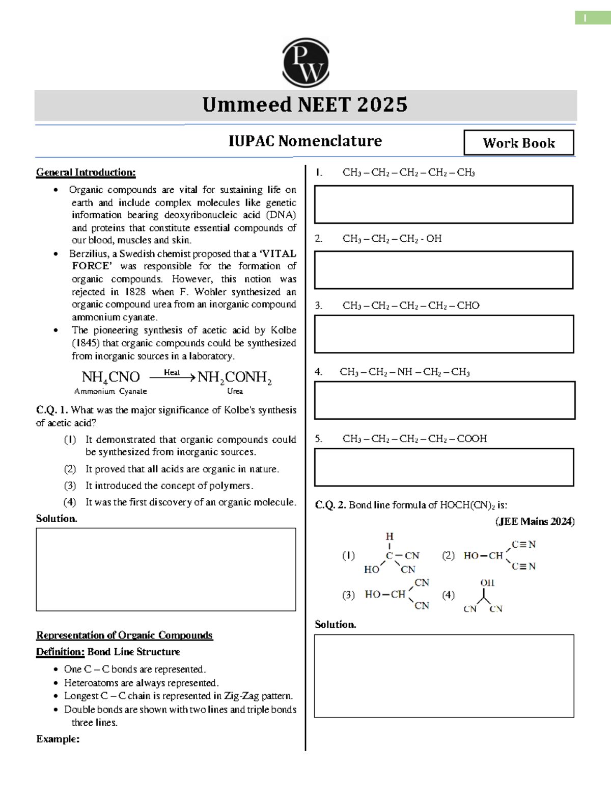 NEET 2025 IUPAC Nomenclature: Organic Compounds Practice Workbook - Studocu