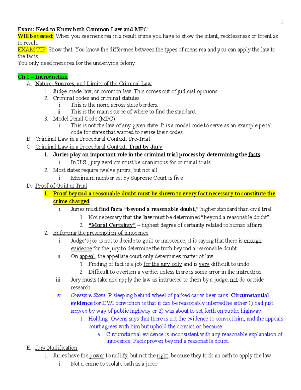 Criminal Law Outline: Key Concepts & Exam Tips (CRIM 101) - Studocu