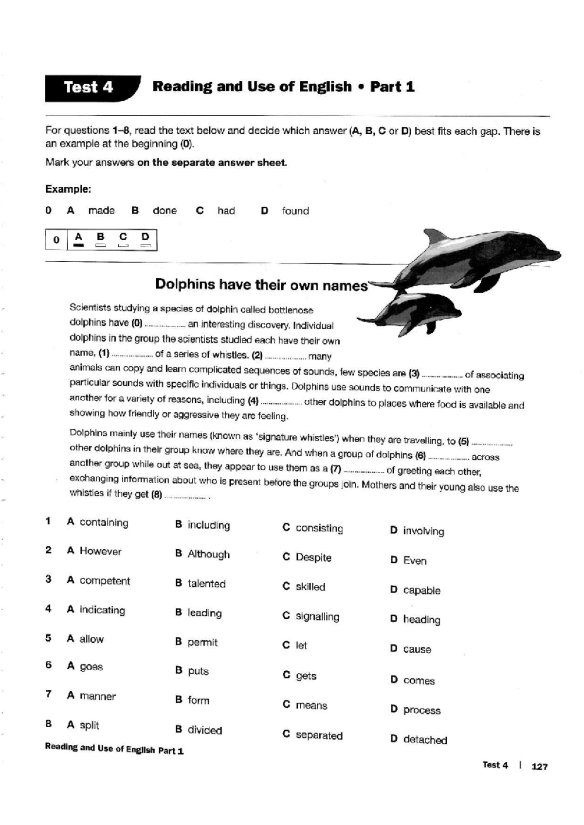 Test 4 RUE - Reading and Use of English Part 1-5 Exam Practice - Studocu