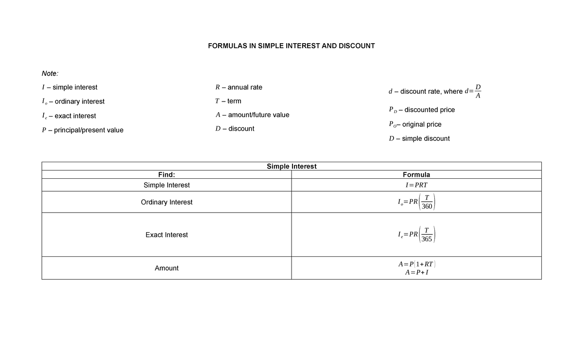 MM 8 - Mathematics of Investment - Compiled Formulas (Midterm ...