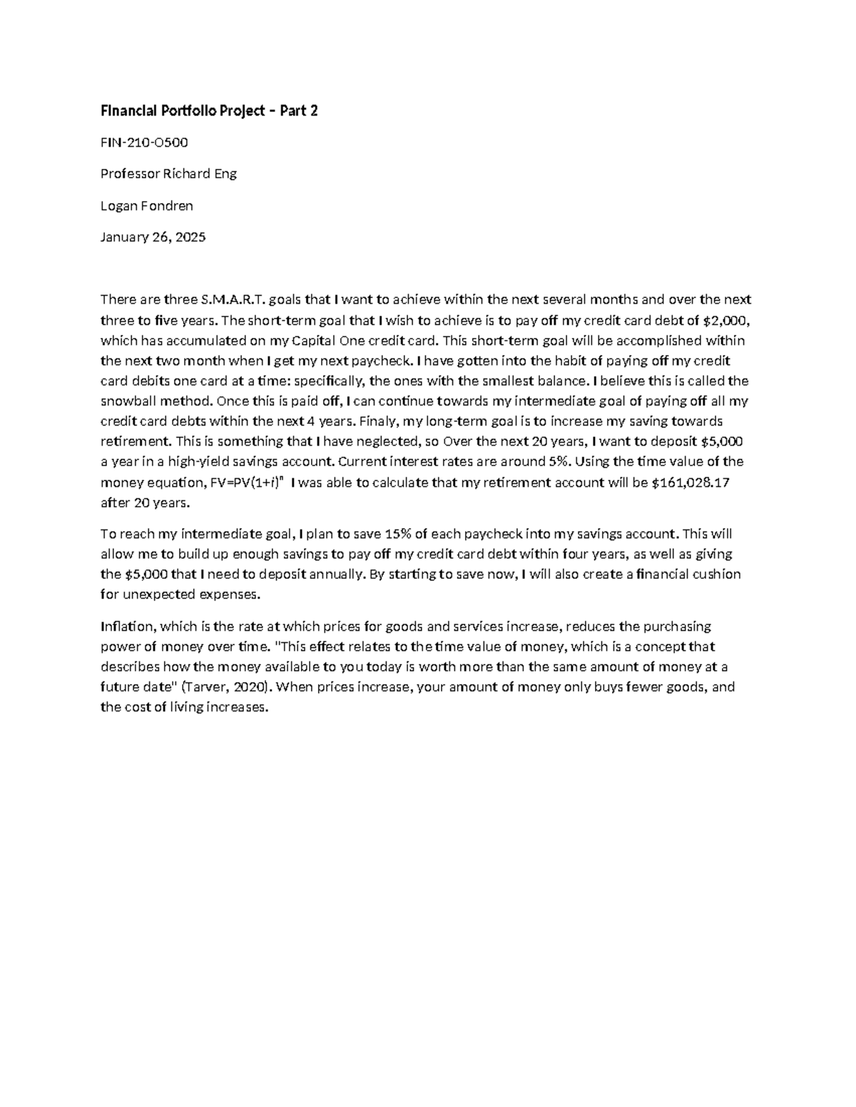 Financial Portfolio Project (Part 2) - Goals & Strategies for Debt ...