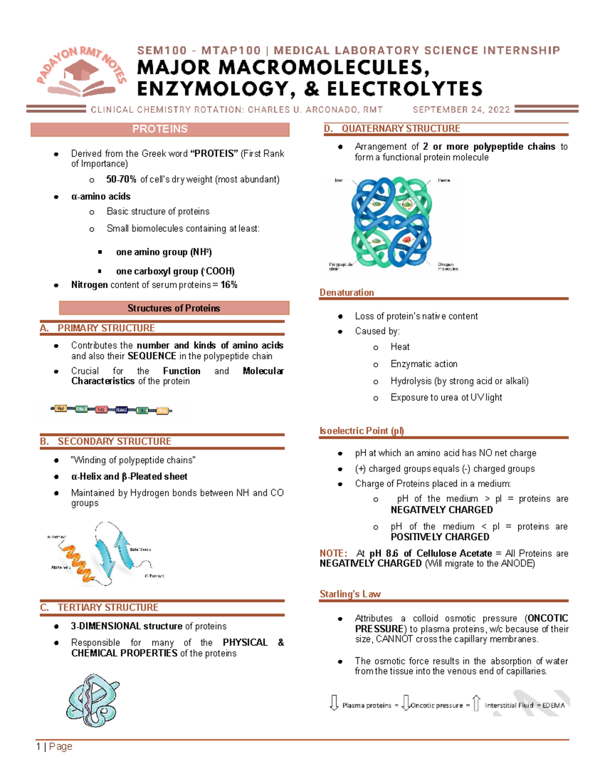 CC Seminar - Macromolecules, Enzymes, Electrolytes - PROTEINS Derived ...