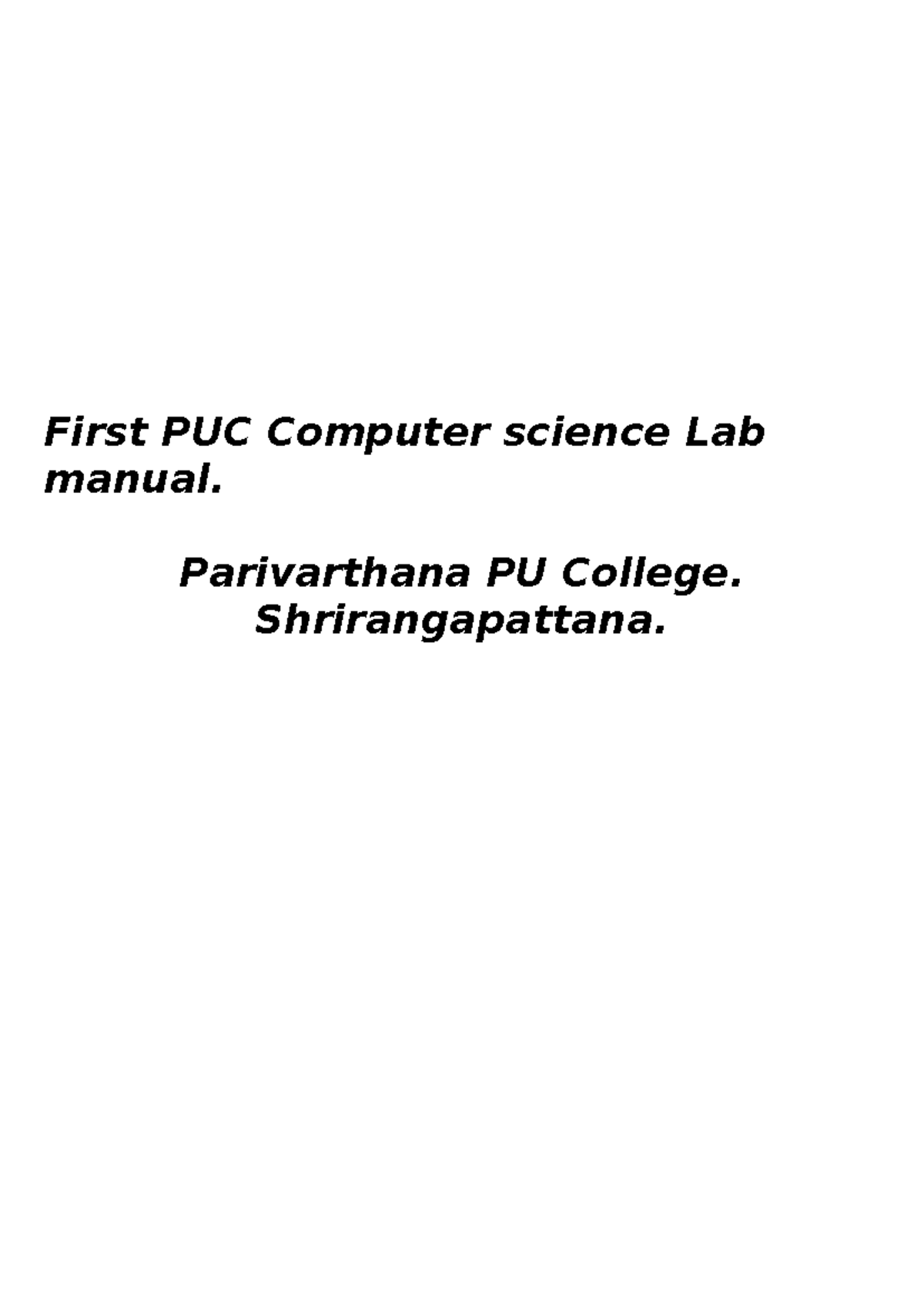 PUC CS Lab Manual: C++ Programming Exercises and Solutions - Studocu