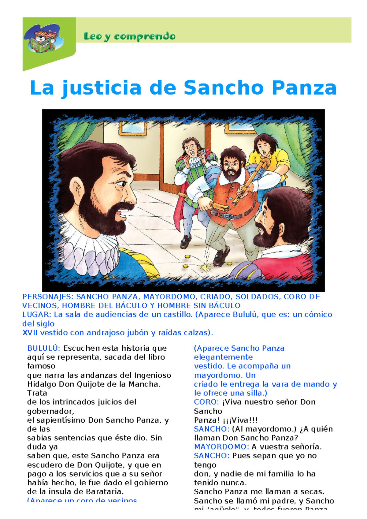 Lectura 03 - La Justicia de Sancho Panza en Don Quijote - Studocu