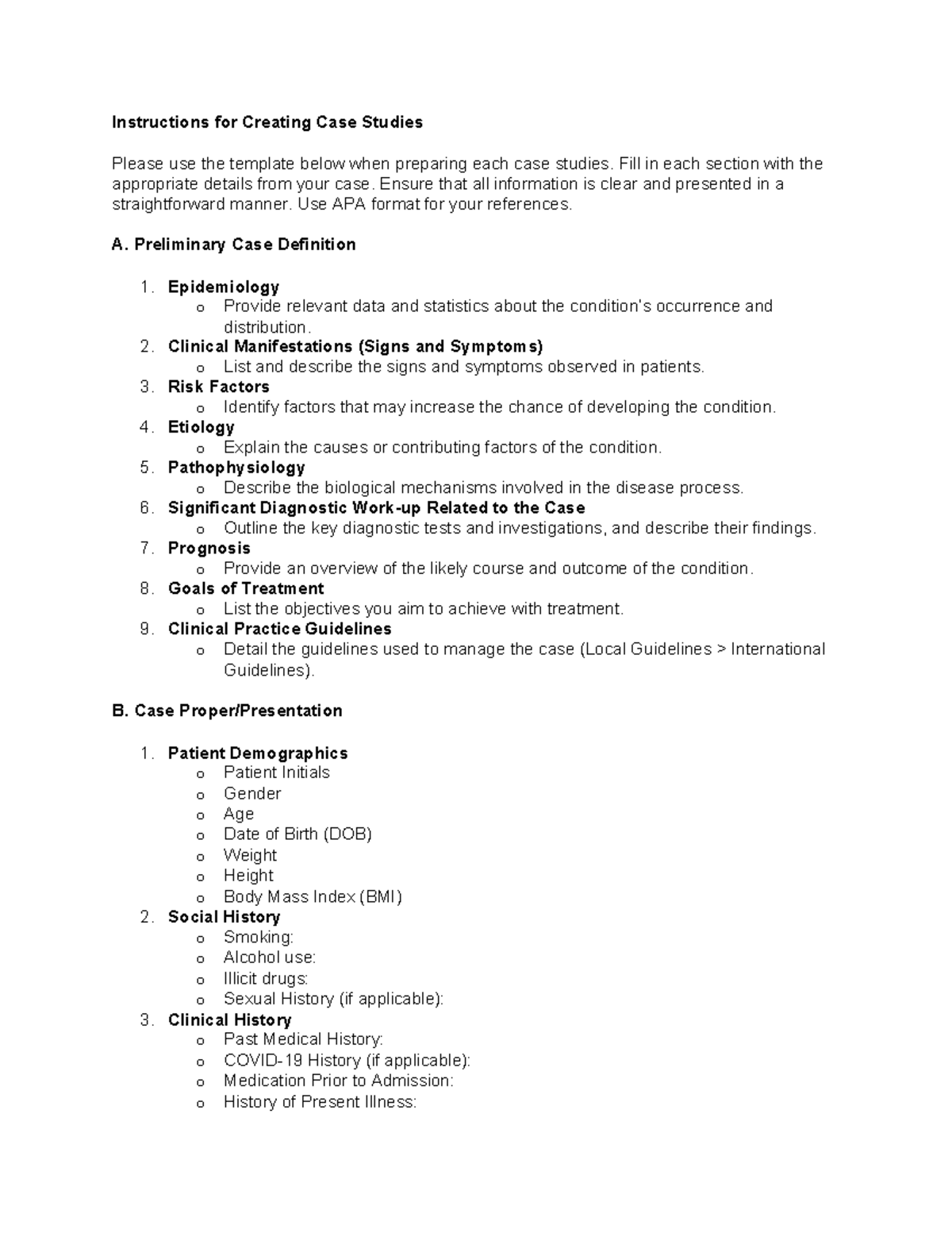 Instructions for Creating Case Studies in Coagulation Disorders - Studocu
