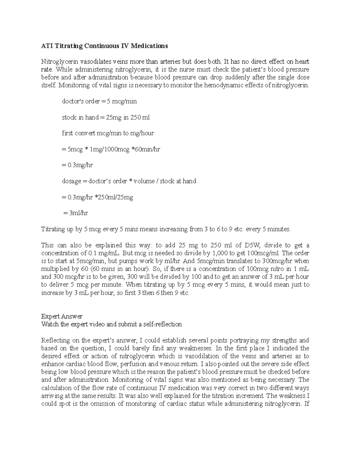 ATI Titrating Continuous IV Meds: Nitroglycerin Administration Guide ...