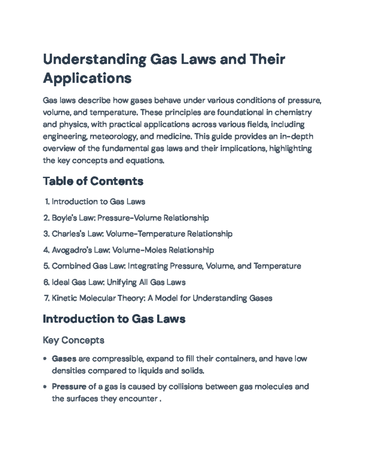 Understanding Gas Laws: Principles and Applications in Chemistry - Studocu
