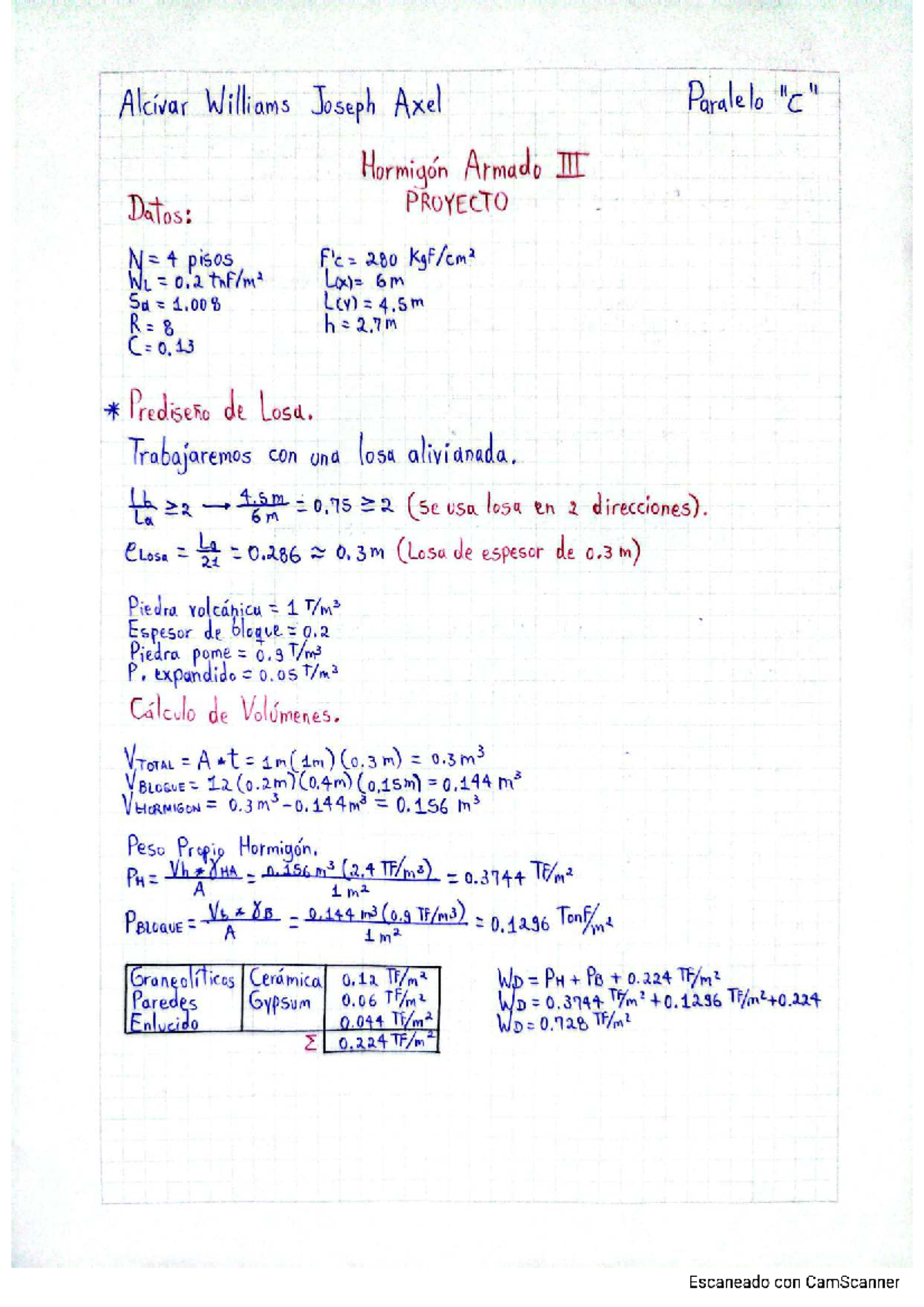 Alcivar Williams Joseph Axel - Proyecto de Hormigón Armado N4 - Studocu