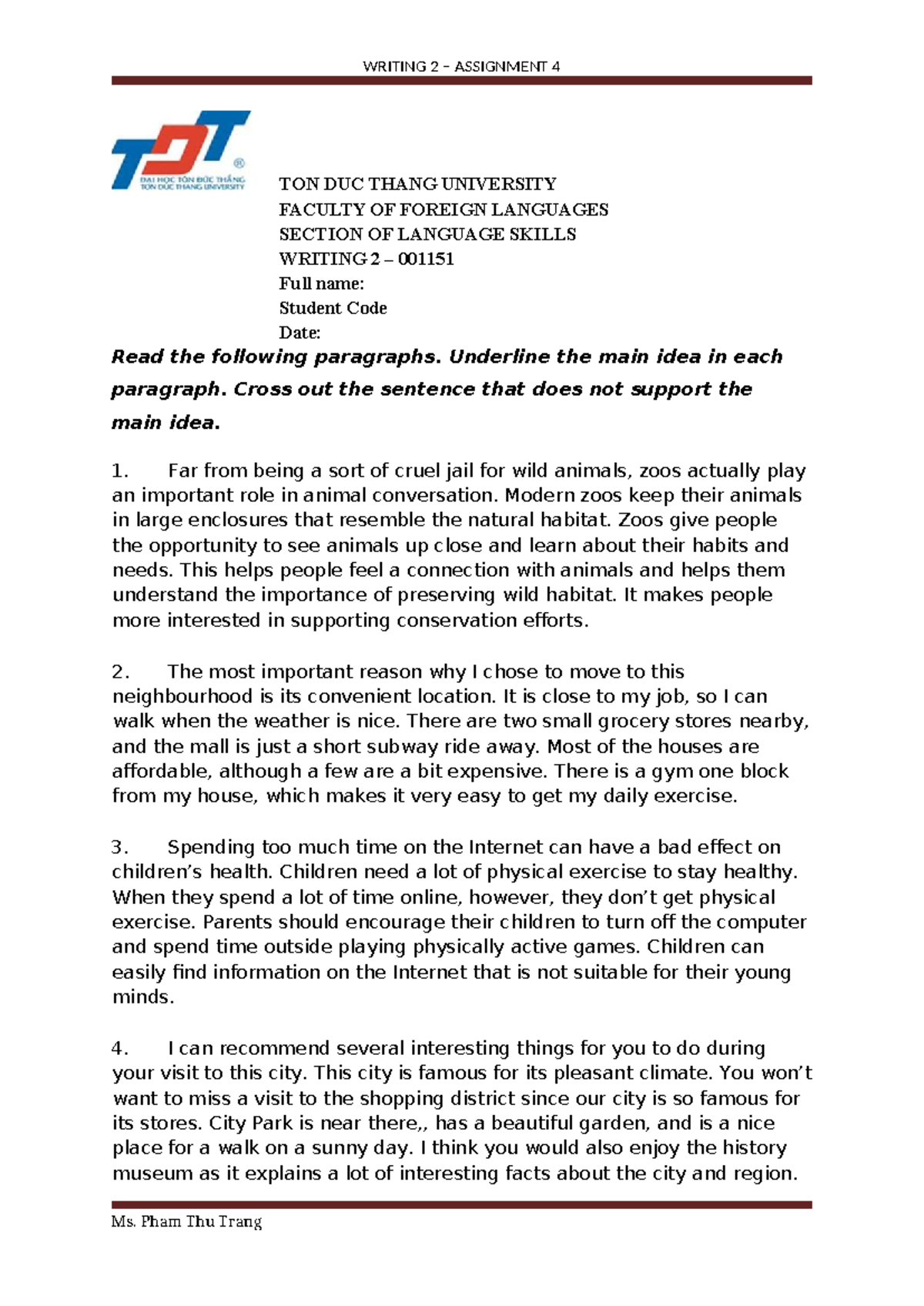 WRITING 2 ASSIGNMENT 04 - TON DUC THANG UNIVERSITY - Studocu