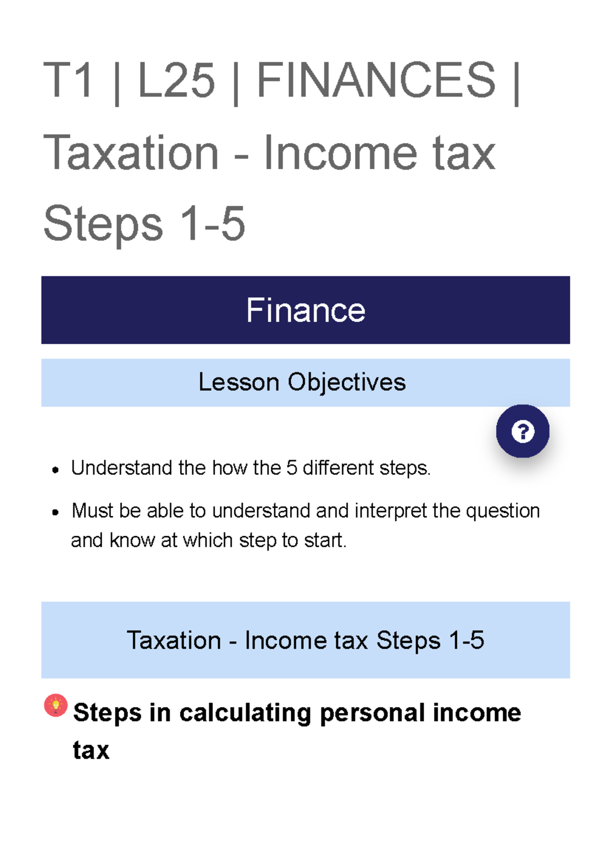 Taxation Steps 1-5: Income Tax Guide for Mathematical Literacy 12E ...