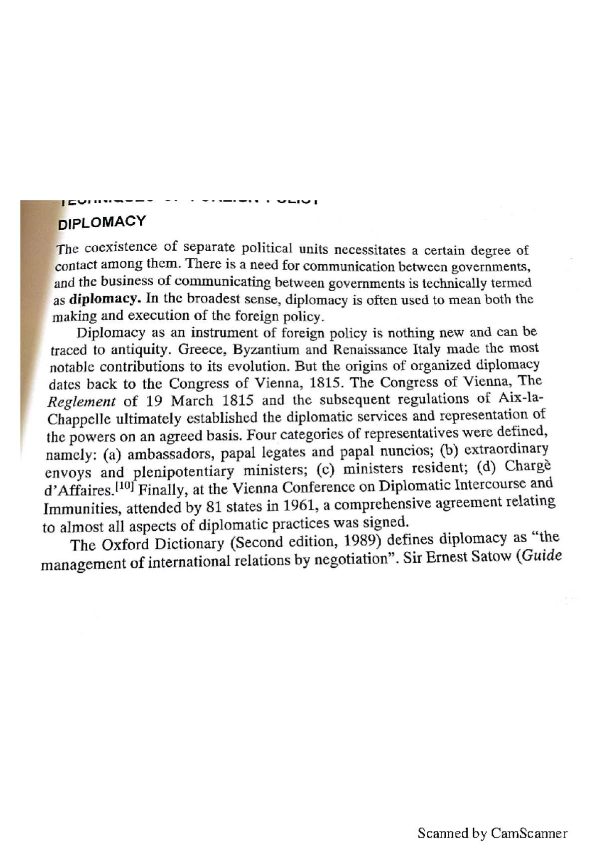 Diplomacy - DIPLOMACY The coexistence of separate political units ...