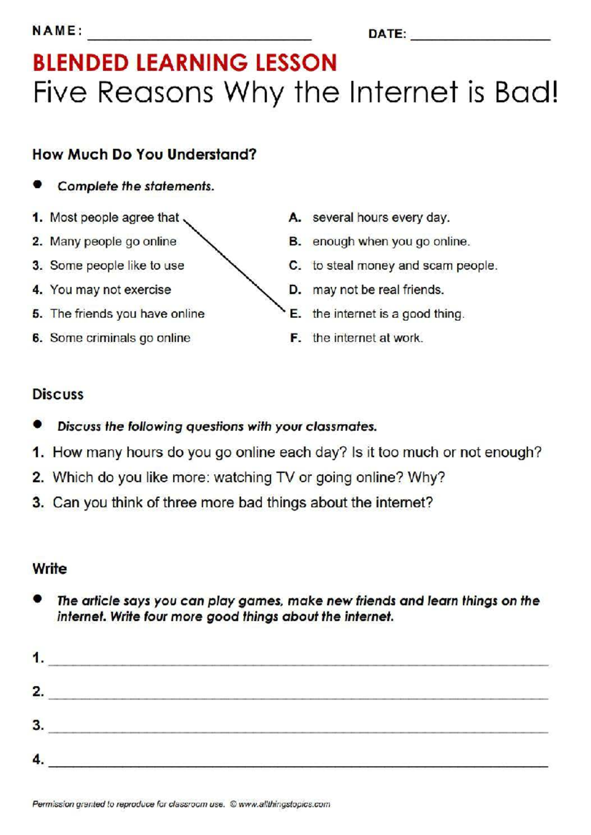 BLENDED LEARNING LESSON: Five Reasons Why the Internet is Bad! - Studocu