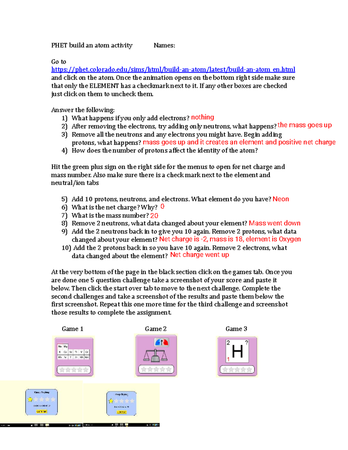 PHET Build an Atom Activity - Assignment by Mariah Briner - Studocu