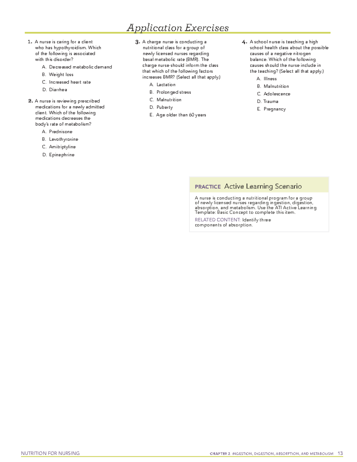 16 - NURSING NUTRITION: Chapter 2 - Ingestion, Digestion & Metabolism ...