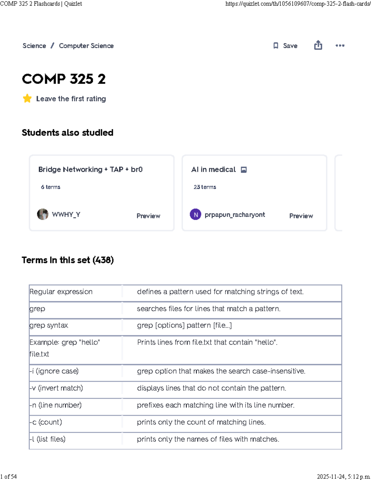 COMP 325 2 Flashcards: Key Concepts in Computer Science - Studocu