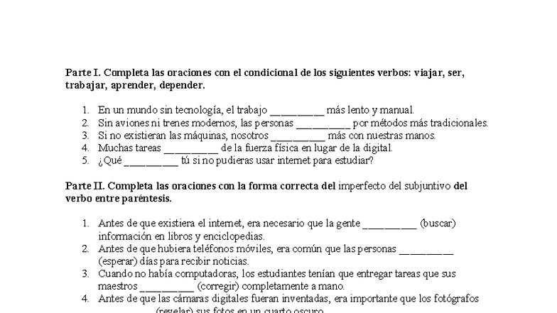 Repaso de Condicionales e Imperfecto del Subjuntivo - Cap 9 y 11 - Studocu