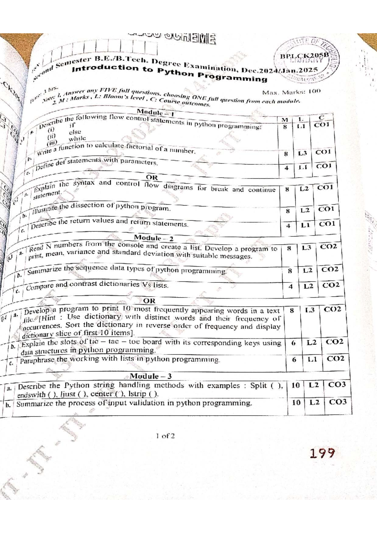 **K205B Second Semester Exam: Python Programming Solutions** - Studocu