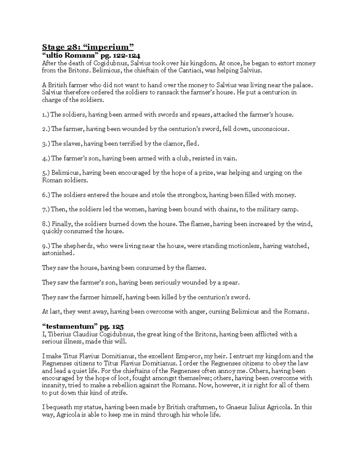 Cambridge Latin Course Stage 28 Translation Notes and Analysis - Studocu