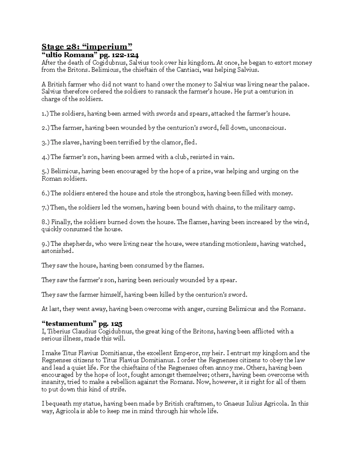 Cambridge Latin Course Stage 24 Translations - Stage 24: “fuga” “in ...