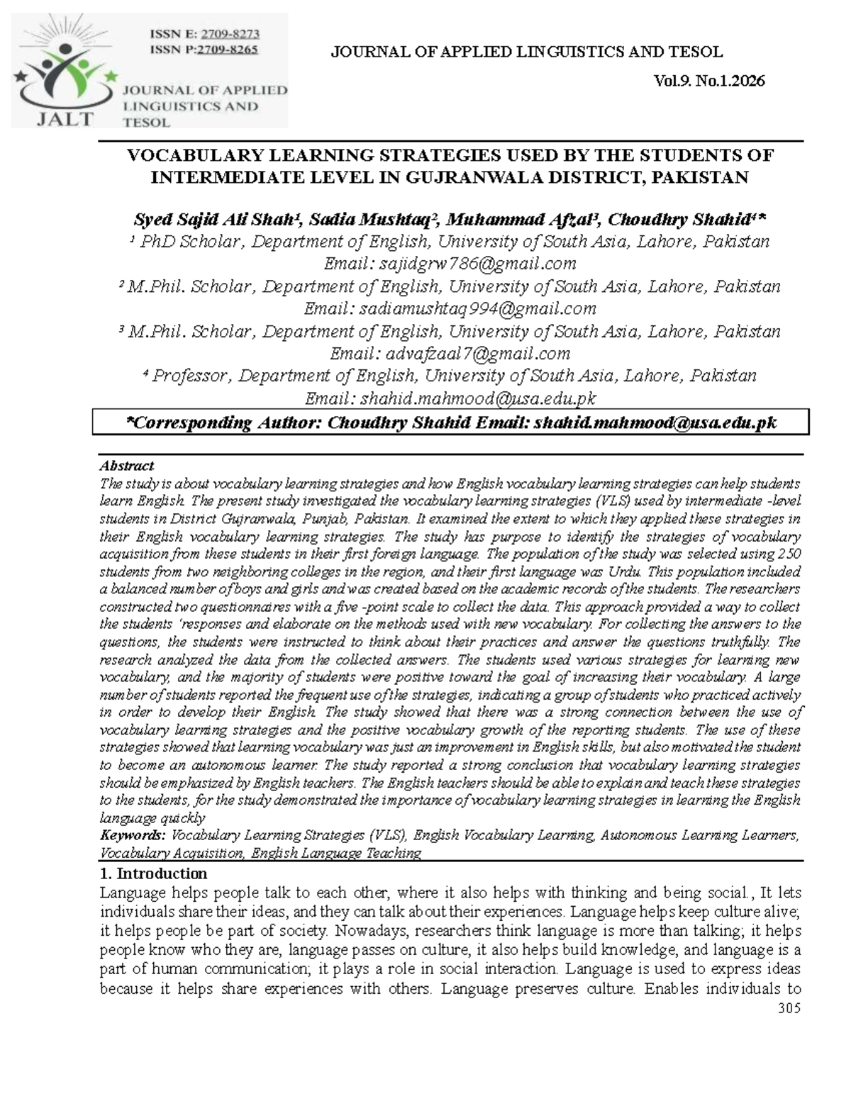 Vocabulary Learning Strategies Used by Intermediate Students in ...