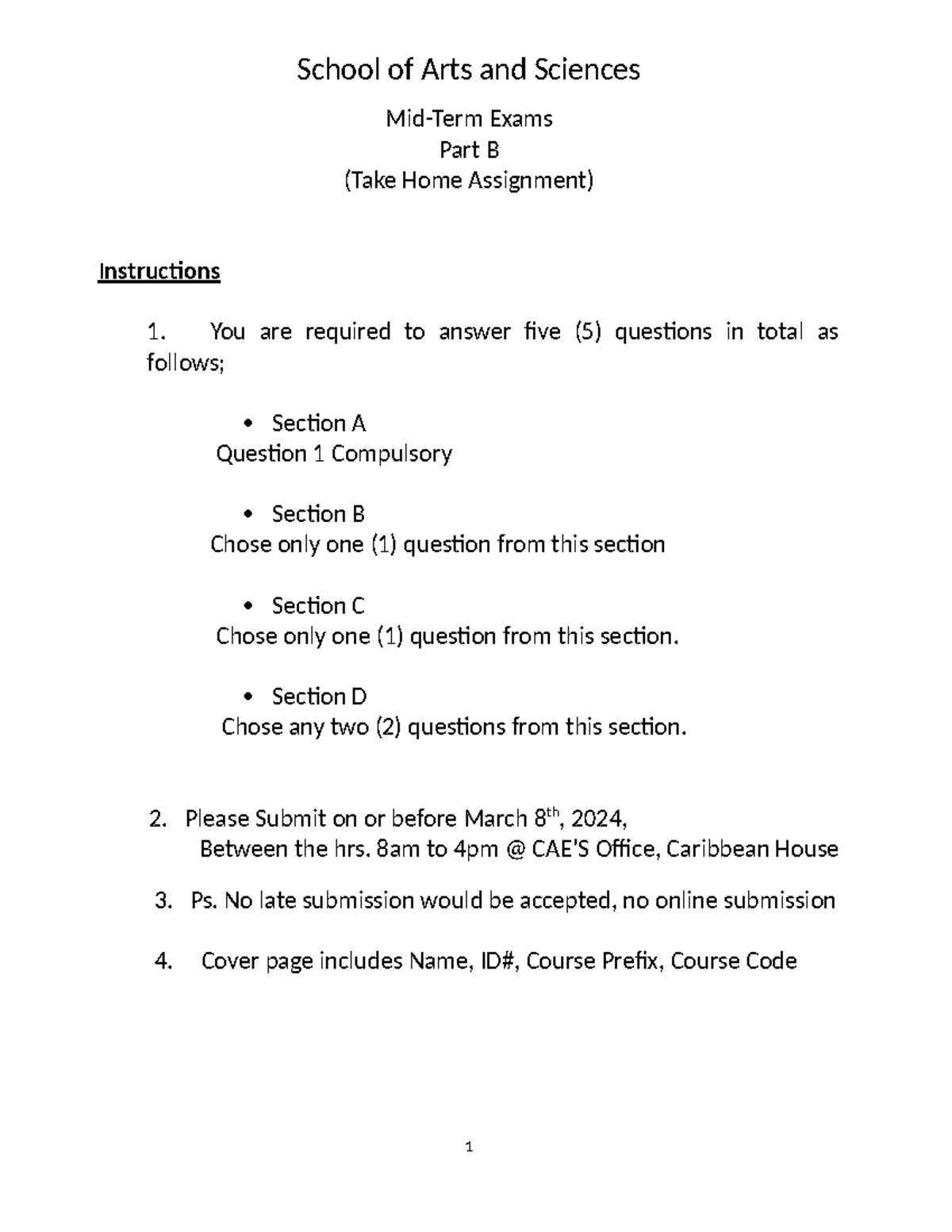Quantitative Methods Spring Midterm Exams 2024 Revised School Of Arts
