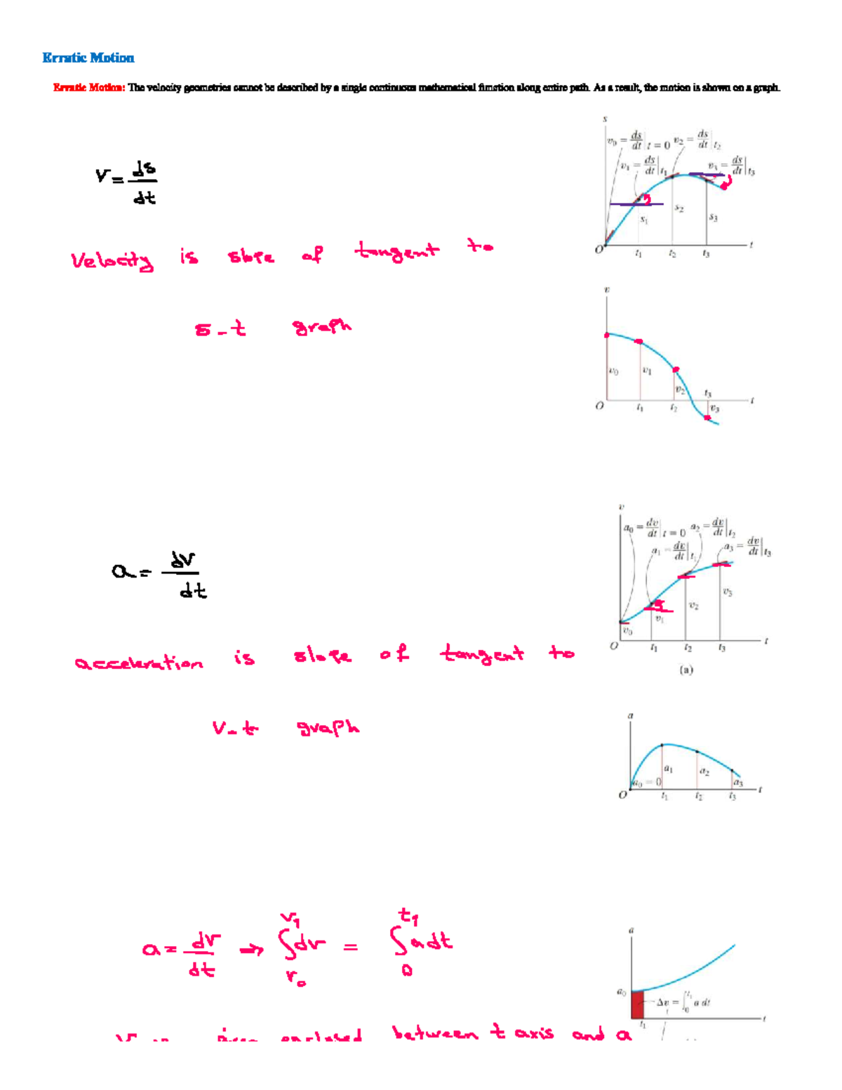 Lecture 3: Understanding Erratic Motion and Velocity Graphs - Studocu