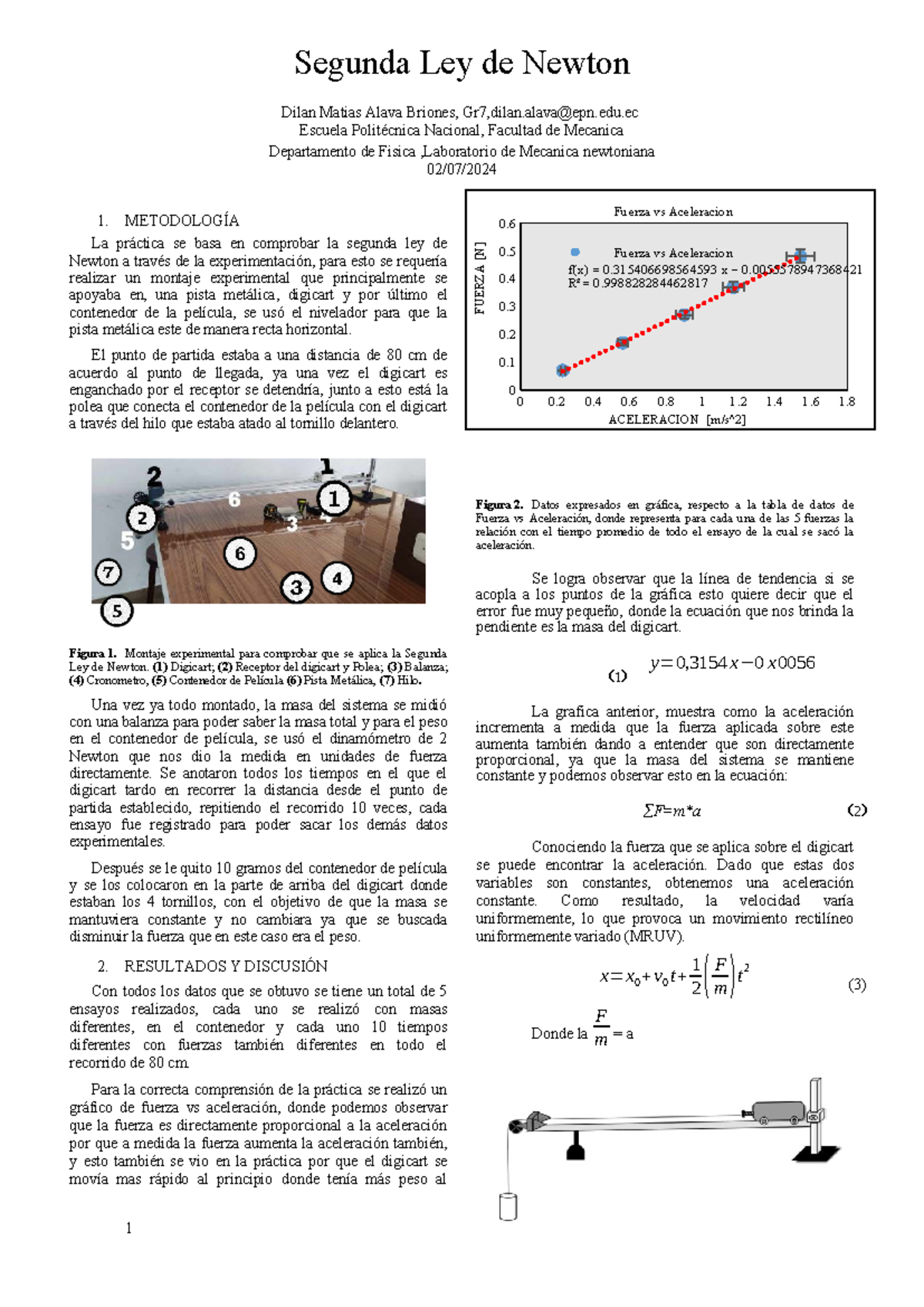 Informe de Práctica 07: Segunda Ley de Newton en Laboratorio - Studocu
