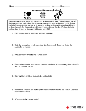 Unit 3 Test Review - AP Stats Practice Materials and Questions - Studocu